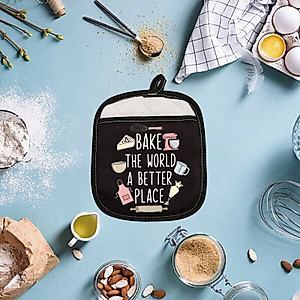 ZJXHPO Baking Gift Oven Pads Pot Holder Bake The World A Better Place,Cooking Gift (Better Place)