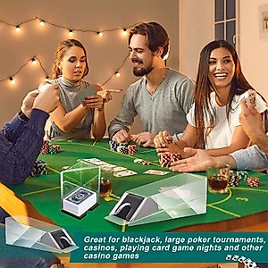 Deekin 6 Deck Blackjack Shoe with Discard Tray Clear Acrylic Card Dispenser for Playing Cards Playing Card Blackjack Dealing Shoe Dispenser Discard Holder Trays for Blackjack Games (2 Pieces)