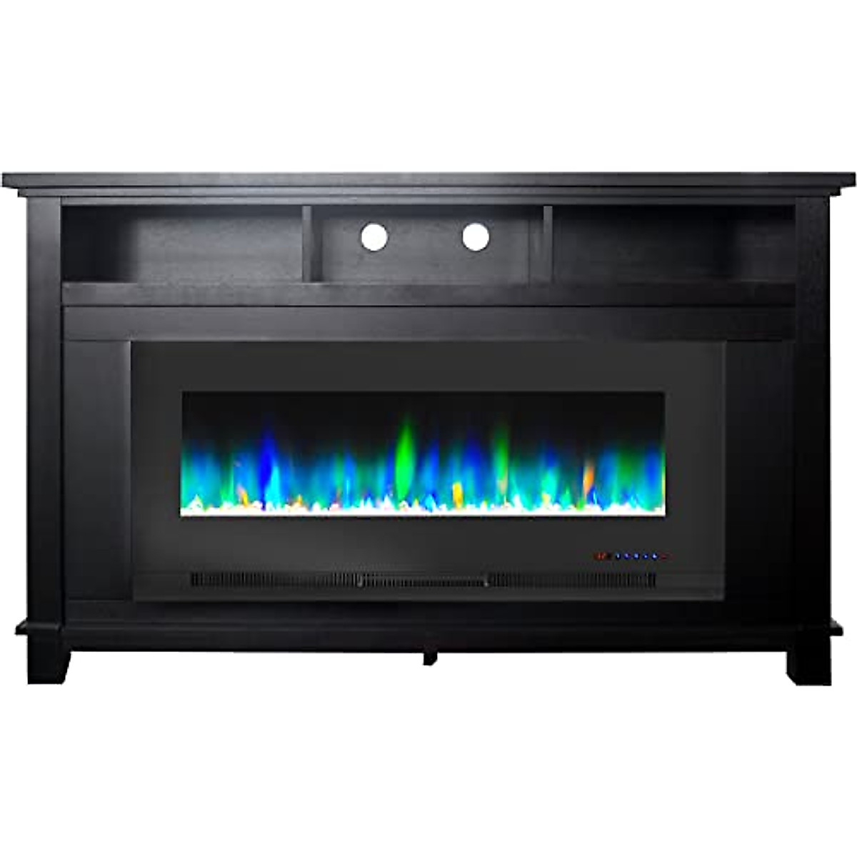 Cambridge San Jose 57'' Electric Fireplace with Crystal Insert, Multi-Color LED Flame, Remote, and Adjustable Heat Settings