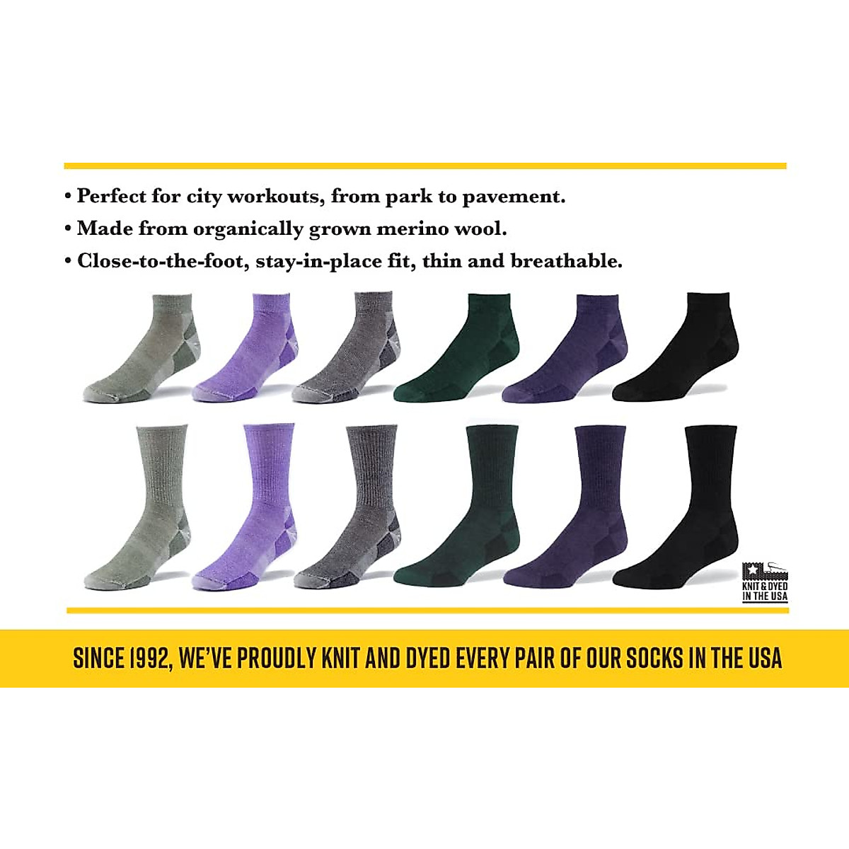 Maggie's Organic Dark Urban Hiker Crew Wool Socks (as1, alpha, l, regular, regular, Dark Purple, Large)
