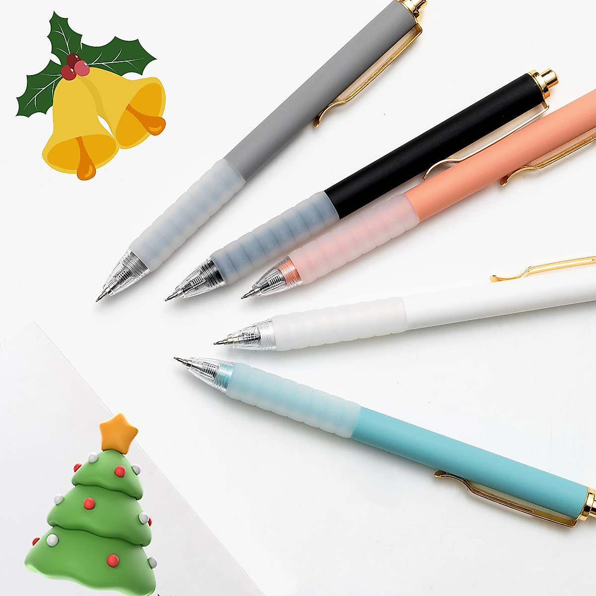 Linbsunne Black Ballpoint Pens Medium Point 1mm Work Pen with Super Soft Grip Ball Point Pen for Men Women Retractable Office Pens (6-count pen + 3 refills)