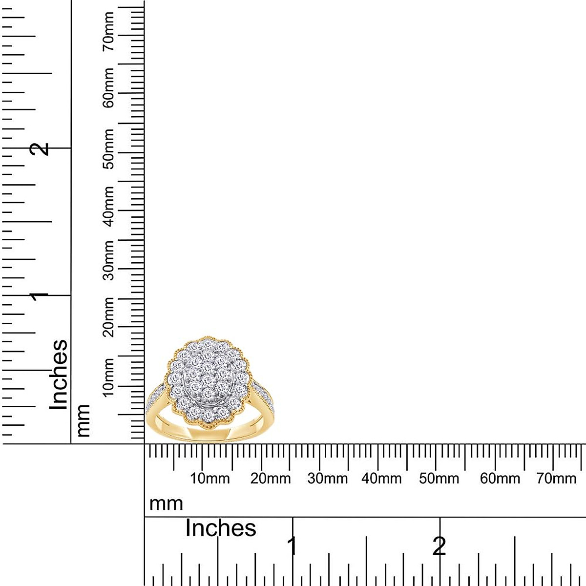 SAVEARTH DIAMONDS 1 Carat Round Cut Lab Created Moissanite Diamond Milgrain Cluster Engagement Ring For Women In 10K Solid Yellow Gold (E-F Color, VVS1 Clarity, 1 Cttw)-6
