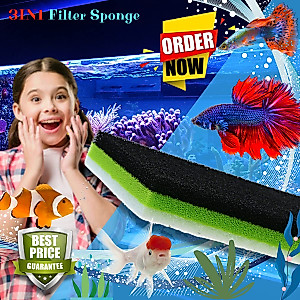 CORISRX 3IN1 Aquarium Filter Sponge Foam Pads - Filter Media for 20 Gallon Betta Fish Tank Supplies, Brine Shrimp Coarse Sponge Bio Filter Sheet - Filter Sponge Accessories (3IN1 Filter Sponge)