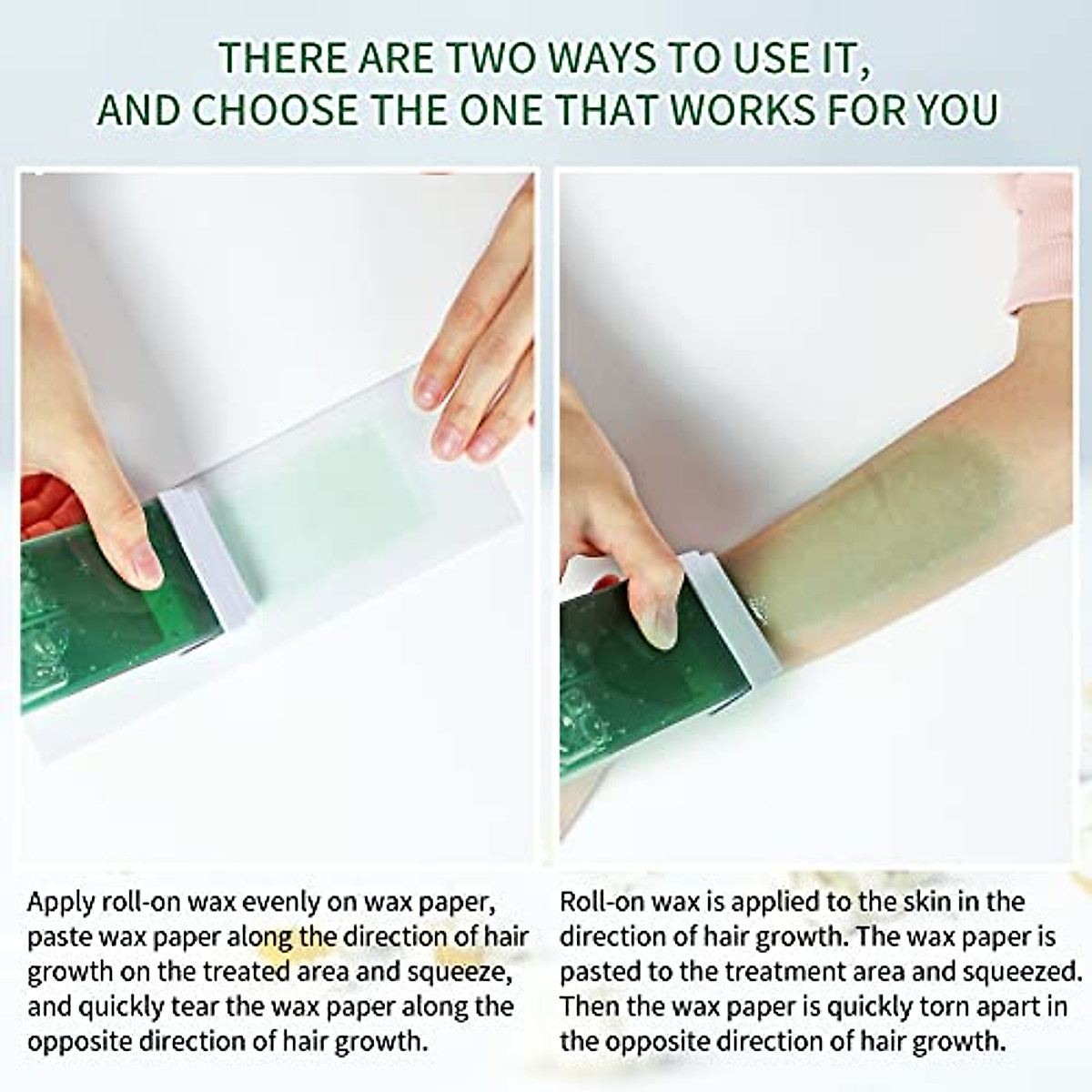 Roll On Wax, Waxing Kit for Women, Roller Waxing Kit for Sensitive Skin, Chamomile Wax Roller Kit for Larger Areas of the Body, at Home Waxing Kit for Women and Men, Hair Removal Wax with Wax Cartridge