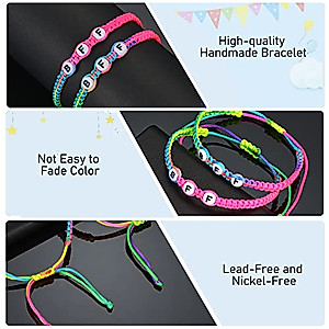 2 Sets Best Friend Bracelets Matching Bff Adjustable Cord Bracelet for Bff Friendship Relationship Women Girlfriend Boyfriend Matching Relationship Inspirational Valentines Graduation Gifts for Her