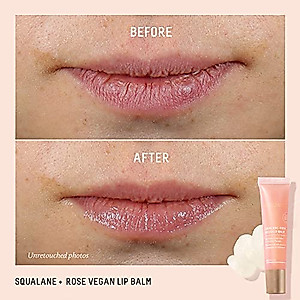 Biossance Squalane + Rose Vegan Lip Balm. Made with Hyaluronic Acid and Ceramides to Plump and Hydrate Dry Lips. Long-Lasting and Petroleum-Free (0.52 ounces)