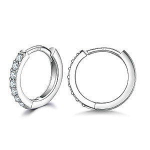 3 Pairs Sterling Silver Small Hoop Earrings Cubic Zirconia Cuff Earrings | Tiny Cartilage Huggie Hoop Earrings Piercing Jewellery for Women（8mm 10mm 12mm）