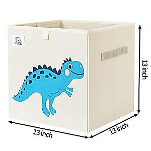 CLCROBD Foldable Animal Cube Storage Bins Fabric Toy Box/Chest/Organizer for Toddler/Kids Nursery, Playroom, 13 inch (Dino T-Rex)