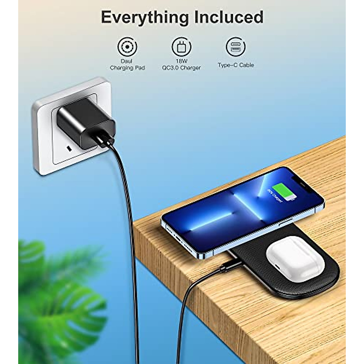 Dual Wireless Charger, GuMosh Wireless Charging Pad for Multiple Devices, Fast Wireless Charging Mat for iPhone 14 13 12 11 Pro Max/14 Plus/Mini, Galaxy S22/S21/S20, Airpods 3/2/Pro,Qi-Enabled Phones