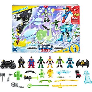 DC Super Friends Imaginext DC Super Friends Advent Calendar, 24 mystery toys including figures, accessories and a vehicle for preschool kids
