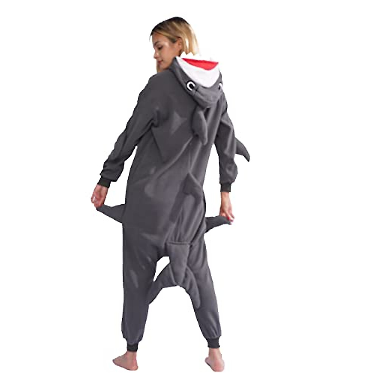 vavalad Adult Shark Onesie Pajamas Unisex Animal Cosplay Costume One Piece for Women and Men