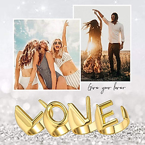 Suplight Initial Letter Ring A-Z Alphabet Adjustable Open Ring, Wedding Gift for Her, Index Finger Statement Ring, 18K Gold J Initial Ring Monogram Ring for Women