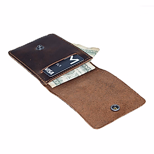 Hide & Drink, Vertical Front Pocket Wallet with Card Slot, Compact Storage for Bills, Card Holder, Full Grain Leather, Handmade, Bourbon Brown