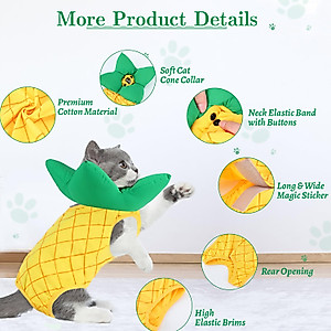 EMUST Cat Recovery Suit Female, Soft Cat Surgical Suit for Abdominal Wounds, Cat Cone Collar Soft After Surgery, Cute Cat Shirt Clothes for Cats Anti Licking Full Bodysuit for Kittens 4-8lb, Yellow, M