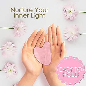 RADIANT HARMONY Rose Quartz Gua Sha - Safe, Giftable, Authentic & Travel Friendly w/Instructions