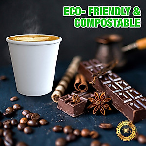 The FORKED, 200 Pack 6oz White Disposable Paper Cups For Hot/cold Beverage - Disposable and Recyclable White Paper Cups for Office, Party and Kitchen Use