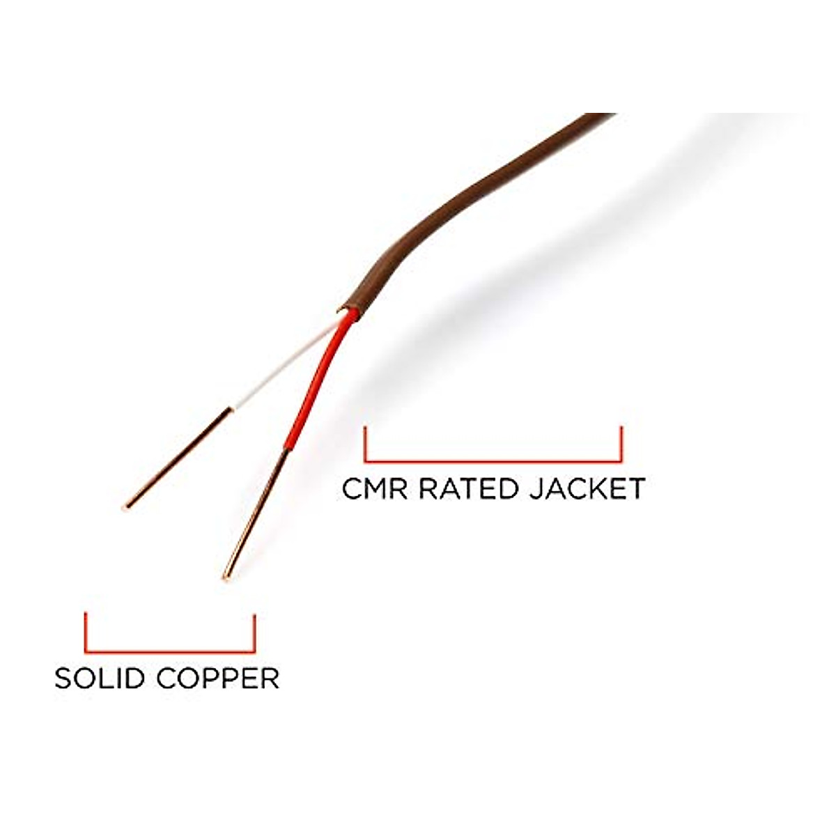 Thermostat Wire 18/6 - Brown - Solid Copper 18 Gauge, 6 Conductor - CL2 (UL Listed) CMR Riser Rated (CL3) - Residential, Commercial and Industrial Rated - 18-6, 50 Feet