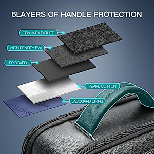 BOPAI 40L Genuine Business Leather Laptop Professional Backpack for Men 15.6 inch Computer with USB Charging Multi-Functional Large Capacity Travel Smart Work Rucksack Anti Theft Black