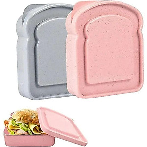 Tangseajiao 1Pc Random Color Sandwich Containers, Sandwich Box Food Storage Toast Shape Holder Plastic for Lunch, Sandwich Keeper for Adults Prep Microwave Food Containers