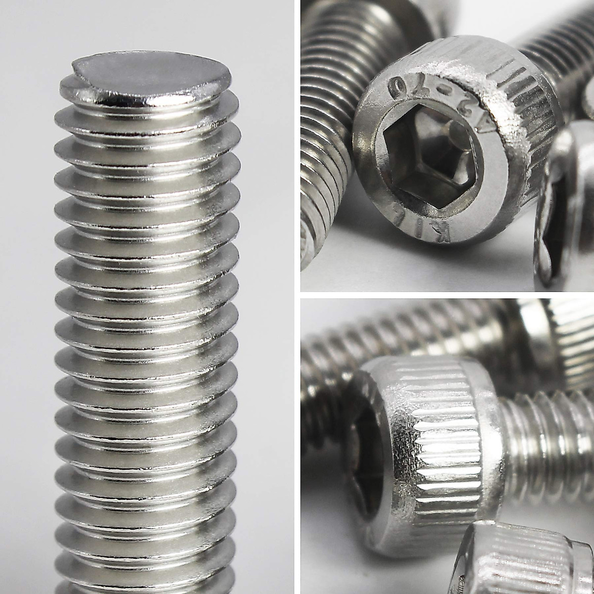 M8 x 60mm 65mm 70mm 75mm 80mm Hex Socket Head Cap Screws Bolts, 304 Stainless Steel, Bright Finish, Fully Threaded, Metric Allen Hex Drive, Assortment Kit 10PCS