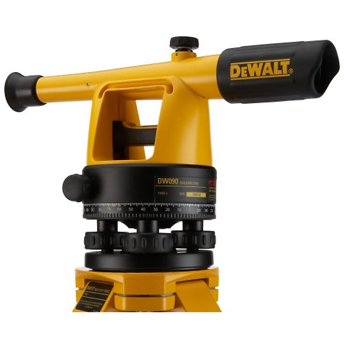 DEWALT Transit Level, Surveying Tool with Tripod and Rod, 20X Magnification (DW090PK), Yellow & Black