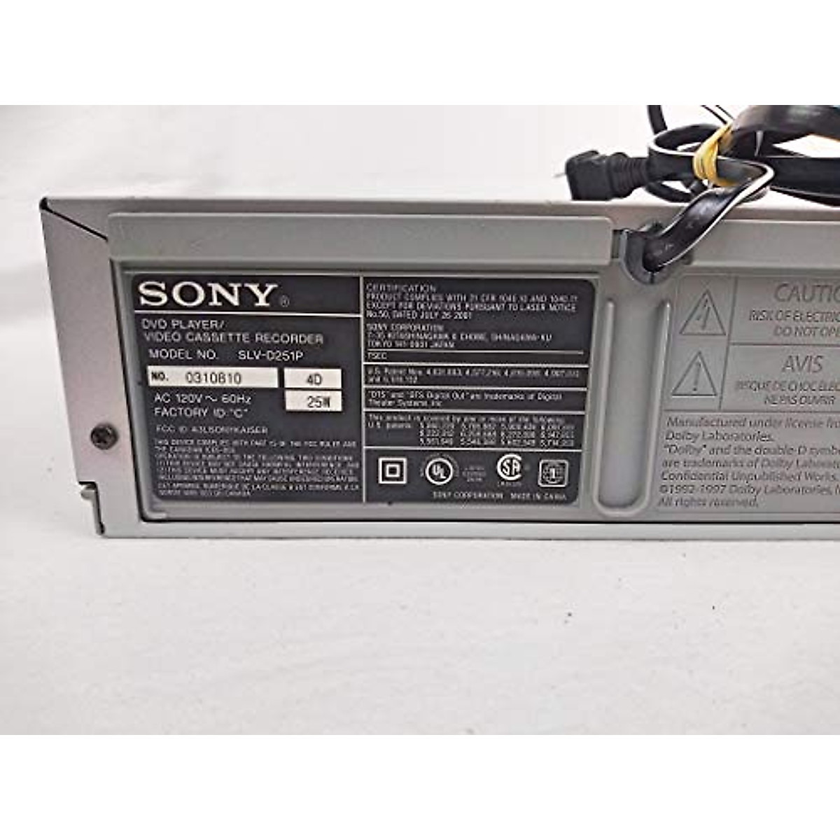 Sony SLV-D251P DVD Player / VCR Combo