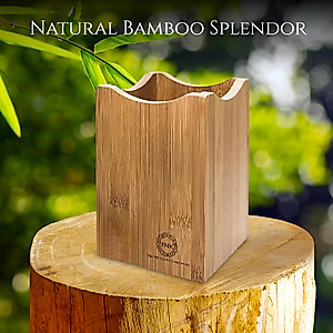 Bamboo Utensil Holder or Caddy for Kitchen Tools. Perfect Organizer for Stainless Steel, Ceramic, or Bamboo Spatulas, Spoons, and Flatware. Quality Home Collection