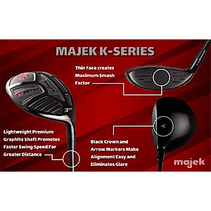Senior Men's Majek K-Series High Launch 460cc 10.5° Driver and 3 5 Fairway Wood Set Golf Clubs, Right Handed Senior Flex with Premium Men's Arthritic Grip