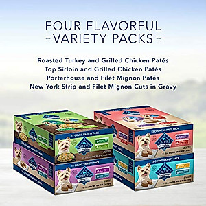 Blue Buffalo Delights Natural Adult Small Breed Wet Dog Food Cups, Pate Style, Filet Mignon and Porterhouse 3.5-oz (12 Pack- 6 of Each Flavor)