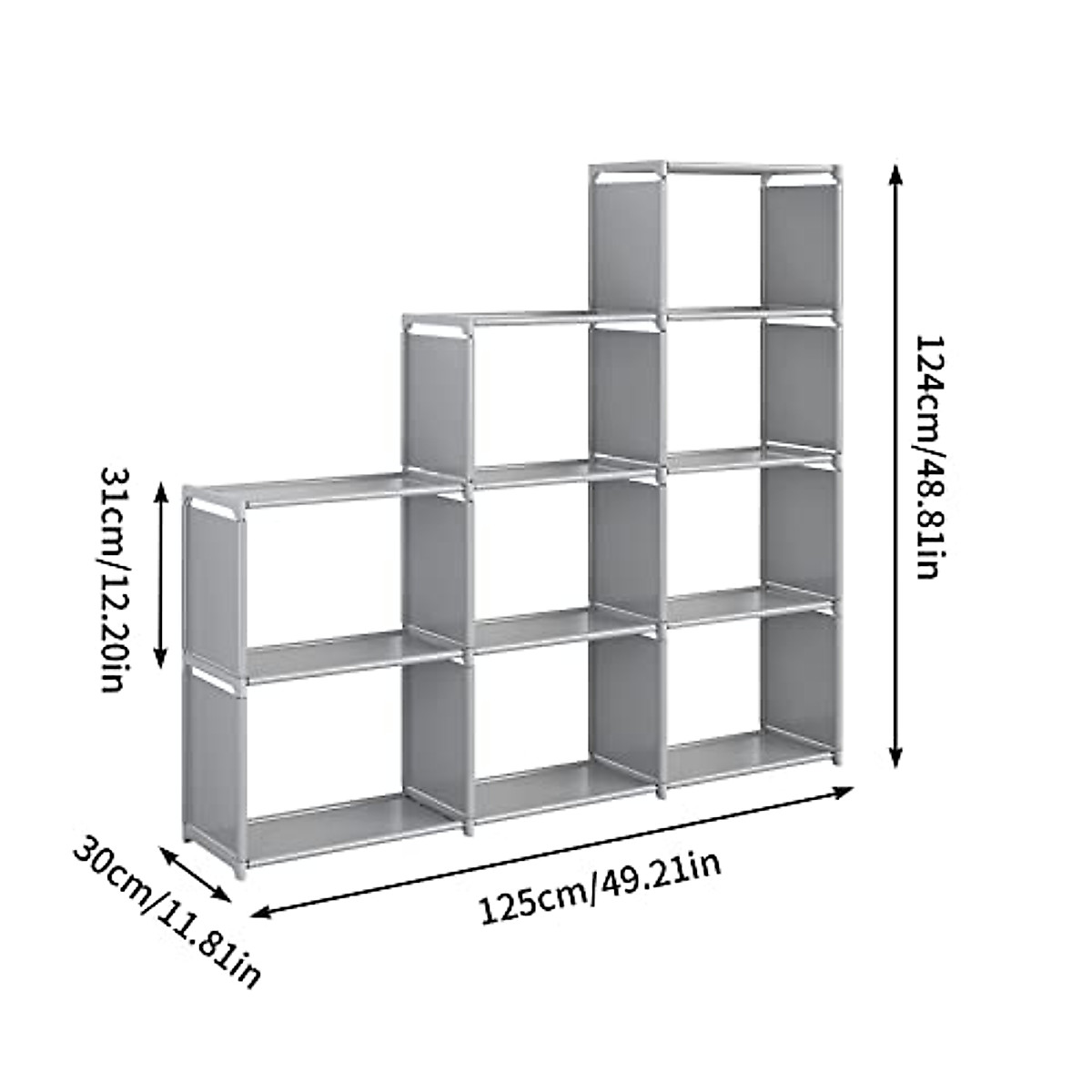 ACCSTORE Cube Storage, 9 Cubes Closet Storage Shelf,DIY Wall Cabinet Bookshelf Plastic Square Storage Rack, Suitable for Bedroom, Living Room, Office,Kitchen, Warehouse (Grey)