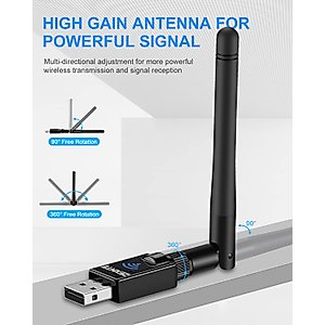 ZEXMTE Bluetooth Adapter for PC 5.1, Long Range USB Bluetooth Adapter 328FT/ 100M Bluetooth Dongle 5.1 EDR, Bluetooth Adapter for PC Windows 11/10/8/7-Bluetooth USB Adapter for Computer/Laptop