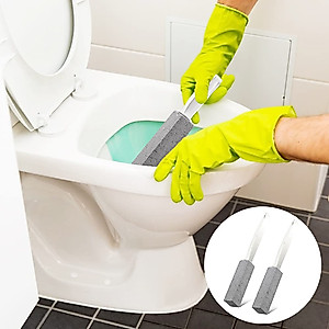 2 Pack Toilet Cleaner Hard Water Build up Remover with Ergonomic Handle, Toilet Bowl Stain Ring Remover, Pumice Cleaning Stone with Handle for Kitchen/Bathroom/Pool/Household Cleaning