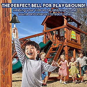 Upstreet Outdoor Bell & Indoor Dinner Bell/Made of Black Large Bell, Cast Iron Bell, Ideal for Wall Mounted Bell, Bracket Mounts Metal Dinner Bell and Hanging Bell for Home, School or Church