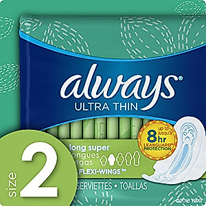 Always Ultra Thin, Size 2, Super Pads With Wings, Unscented, 16 Count