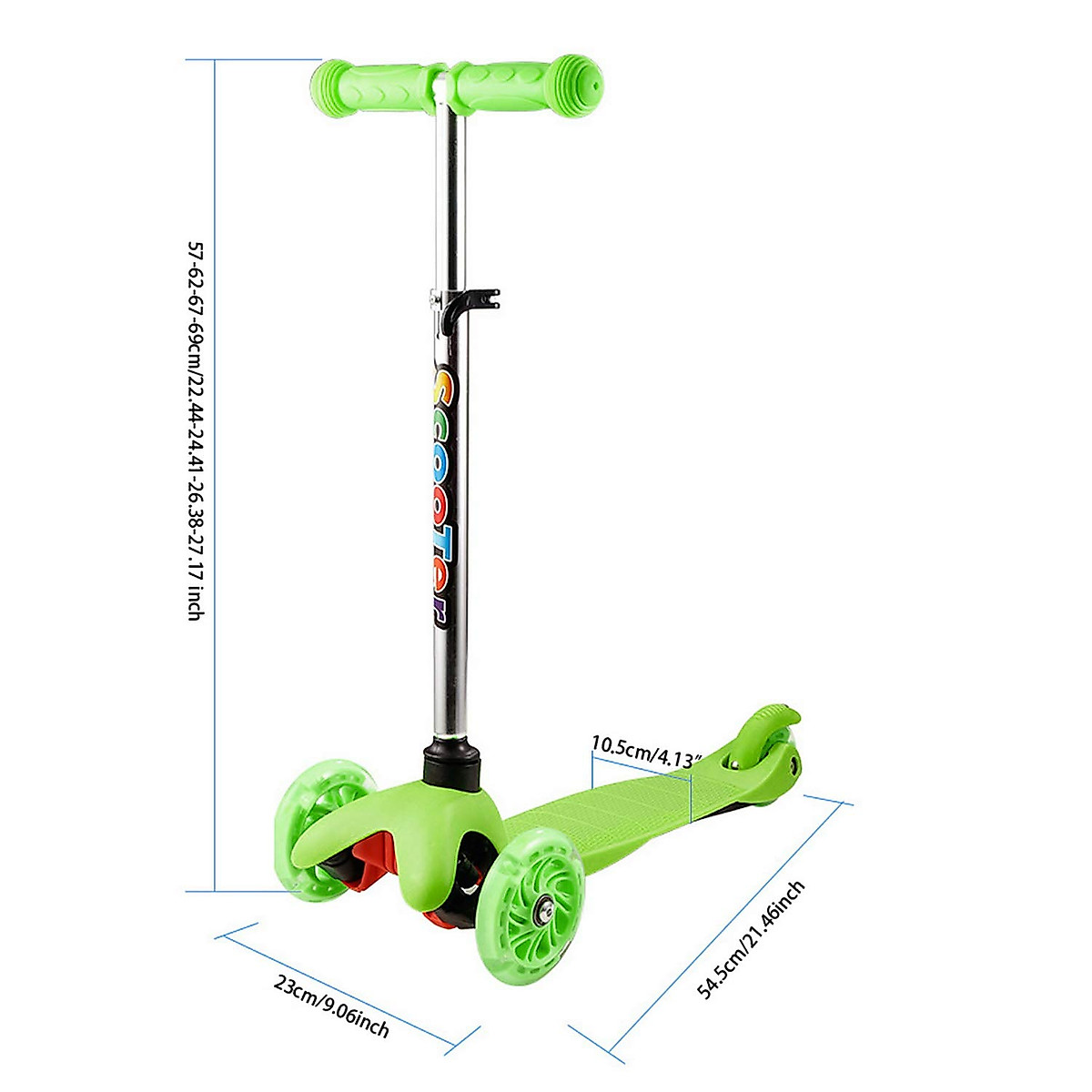 Hikole Scooter for Kids Ages 4-8 with LED Light Up Wheels, Kids Scooter 4 Adjustable Height, Scooter Extra-Wide Deck, 3 Wheel Scooter for Kids for Girls & Boys, 110lb Weight Capacity