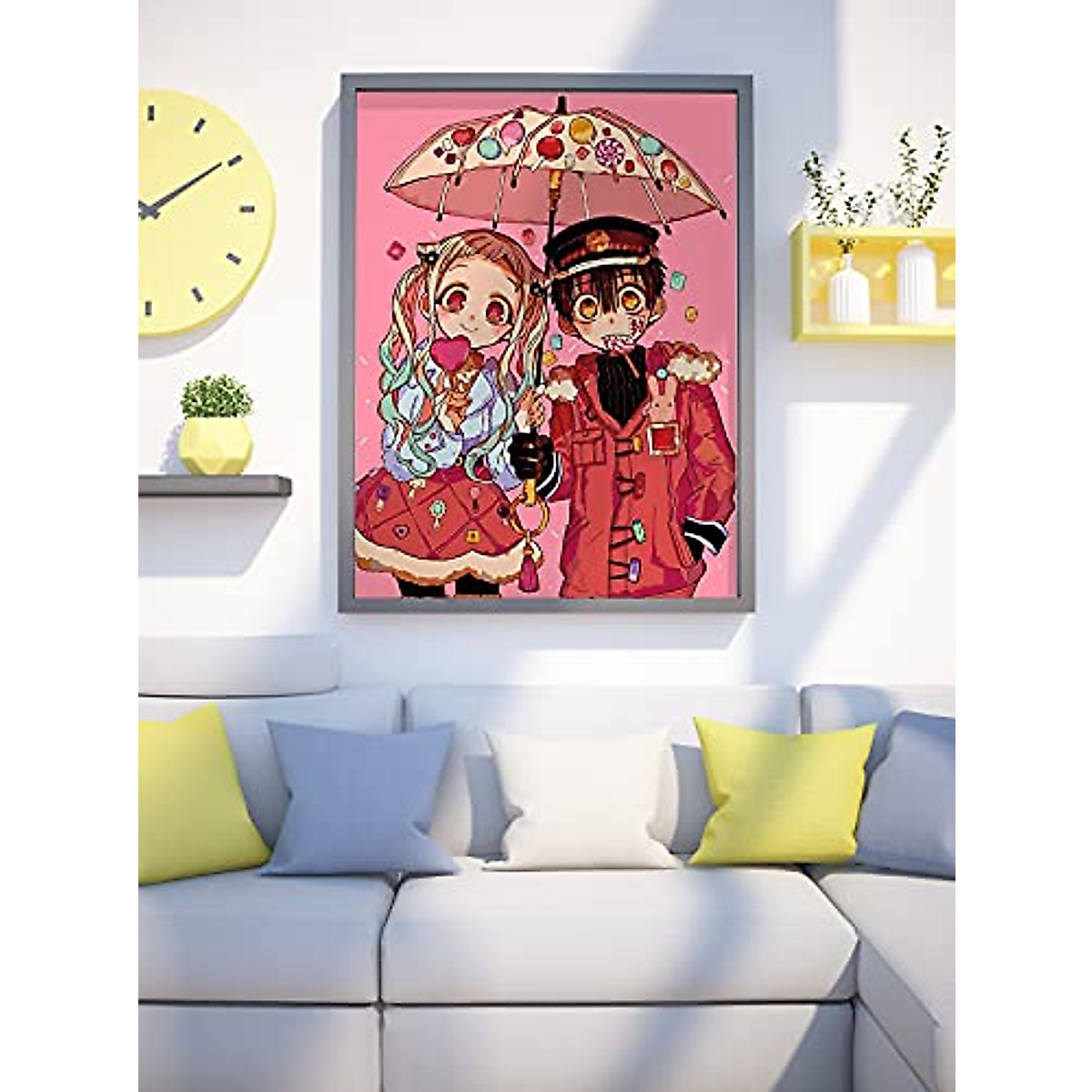 MUTOGLAVA Wall Art Decor Toilet-Bound Hanako-kun Posters, Anime Pictures Canvas Prints for Bedroom Decoration, Painting Aesthetic Photo Decor Livingroom Bathroom-Unframed-16 * 24 Inches (PINK)