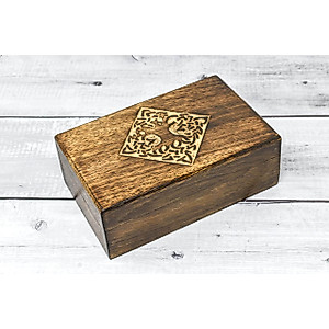 Ajuny Hand Carved Decorative Wooden Jewelry Box Celtic Centre Design Rustic Finish Keepsake Storage Travel Organizer Treasure Chest Trinket Holder Great for Gifts