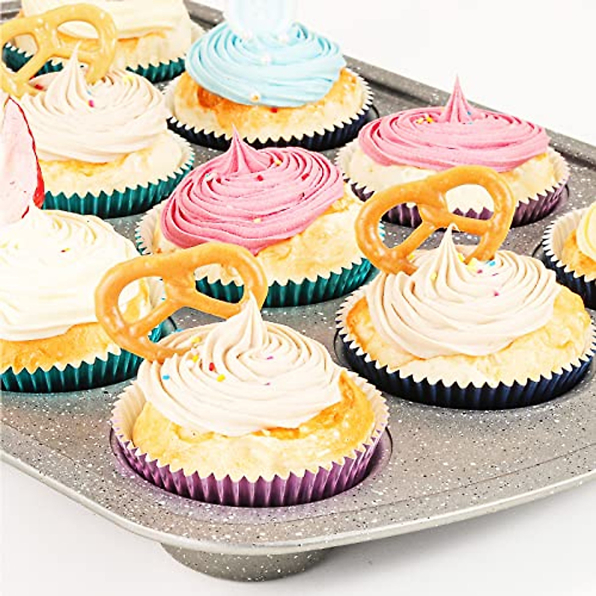 Caperci Aqua Sky Foil Cupcake Liners Standard Size Baking Cups Muffin Wrappers, 150-Pack