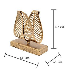 OwlGift Freestanding Modern Napkin Holder with Leaf Design, Tabletop Tissue Dispenser, Countertop Napkin Storage Organizer – Bronze