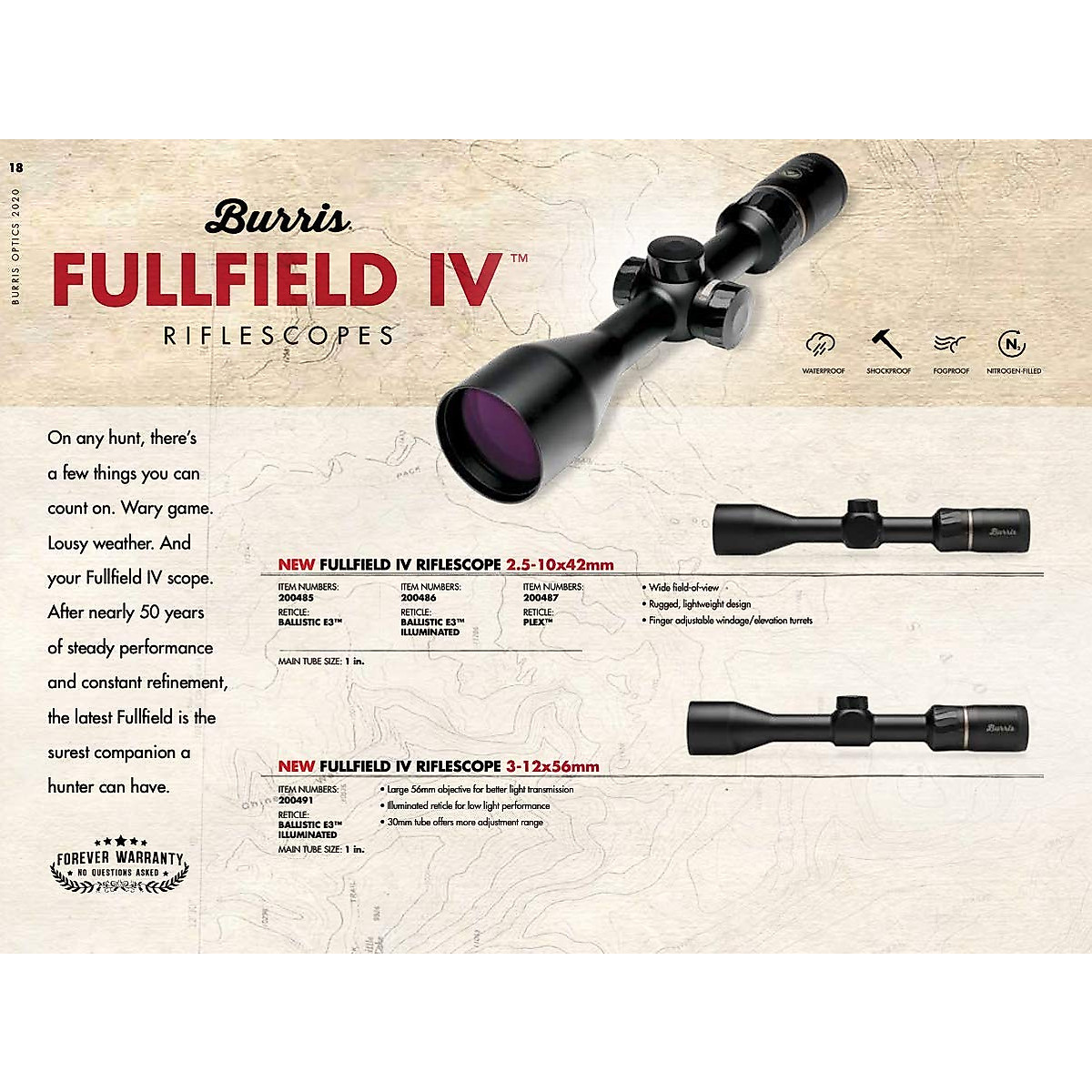 Burris Fullfield IV Hunting Rifle Scope, 3-12x42mm, Illuminated C4 Wind MOA Reticle