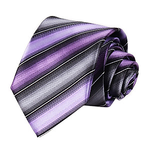 Kihatwin Men's Dark Purple Grey Woven Ties HANDMADE Luxury Suit Necktie Birthday Present