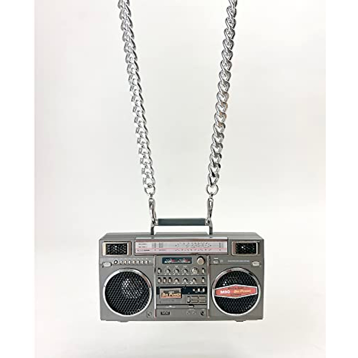 New Wave Toys M90 Micro Blaster Replica Boombox Portable Wireless Bluetooth Speaker with 40 Inch Silver Necklace Chain, Dual 6W Micro Speakers, 20 Hour Playtime