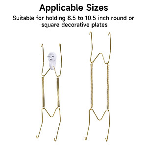 Fasunry 10 Pack Plate Hangers, 10 Inch Wall Plate Hangers and 12 Pack Wall Hooks, Compatible 8.5 to 10.5 Inch Decorative Plates, Antique China, Antique Plates and Arts