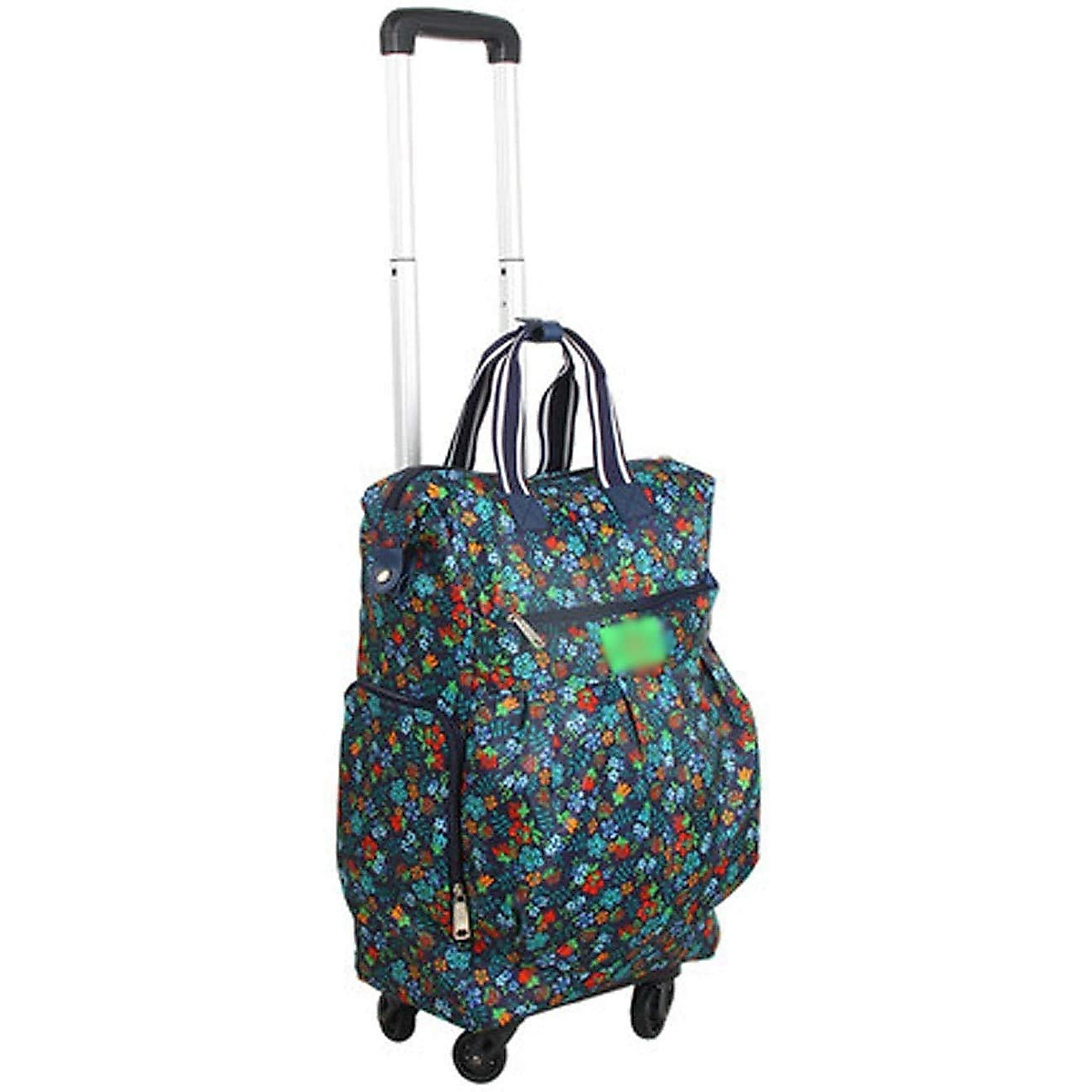 MTYLX Multifunctional Portable Trolleys with Wheels,Shopping Cart Trolley, Waterproof, Aluminum Alloy Telescopic Pull Rod, Convenient Folding Trolley,Multicolored,Large