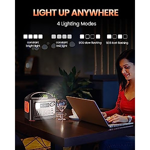 Portable Power Station, 504Wh Solar Generator 300W(500W Peak) Pure Sine Wave AC Outlet with Car Charger, DC cable, Portable Generator for Home Use Outdoor Camping Blackout Emergency Backup