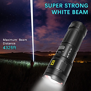 MAXME100® Dual Head Long Throw Flashlight, Flashlight High Lumens, Rechargeable, Super Bright, Powerful, Heavy Duty Long Lasting Flashlight for Outdoor Activity & Emergency Use