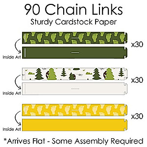 Big Dot of Happiness Sasquatch Crossing - 90 Chain Links and 30 Paper Tassels Decoration Kit - Bigfoot Party or Birthday Party Paper Chains Garland - 21 feet
