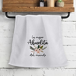 OHSUL La Mejor Abuelita Del Mundo Spanish Highly Absorbent Kitchen Towels Dish Towels Dishcloth,World's Best Grandma Hand Towel Tea Towel for Bathroom Kitchen Decor,Grandma Birthday