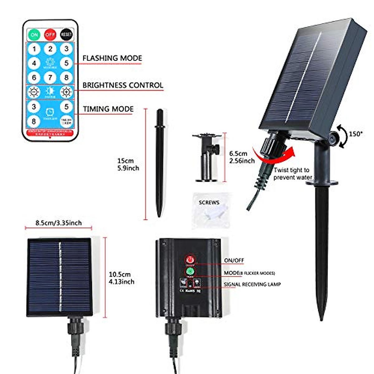 YAOZHOU Red Christmas Solar String Lights Outdoor Red 2 Pack Upgraded Solar Panel,Each 75.5ft 200LED Fairy Lights with 8 Modes IP65 Waterproof Lights for Tree Garden Patio Wedding Party Yard Decor