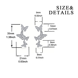 AOBOCO Dancing Butterflies Earrings Sterling Silver Dangle Drop Earrings with Crystal from Austria, Hypoallergenic Anniversary Birthday Butterfly Jewelry Gifts for Women Girlfriend Daughter Wife Mom
